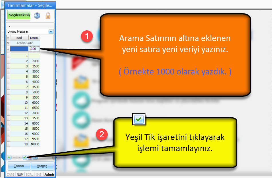 SEÇİLECEK BİLGİ TANIMLAMA YARDIM SAYFASI